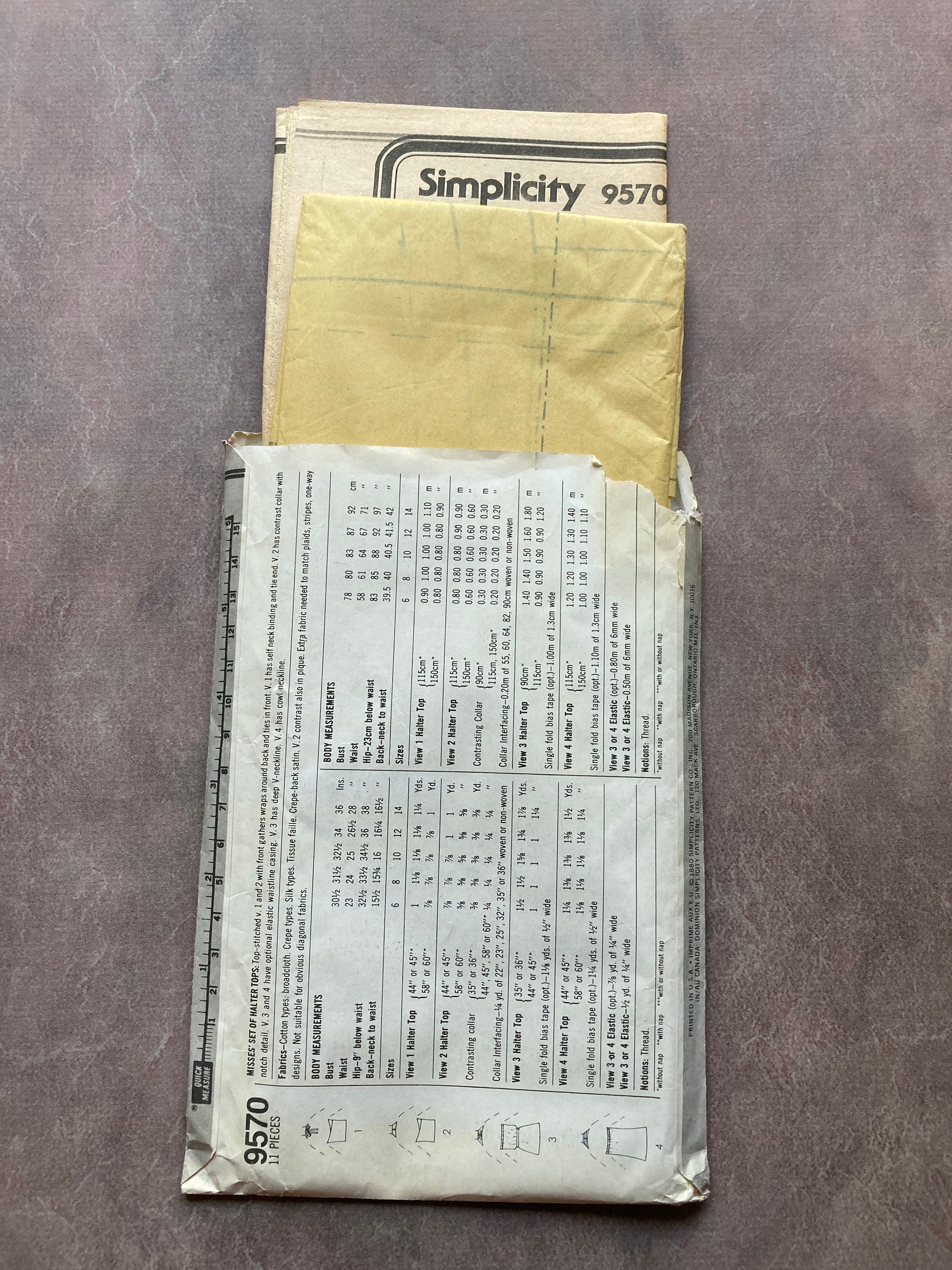 Vintage Simplicity Sewing Pattern 9570 Misses' Set of Halter Tops Size ...