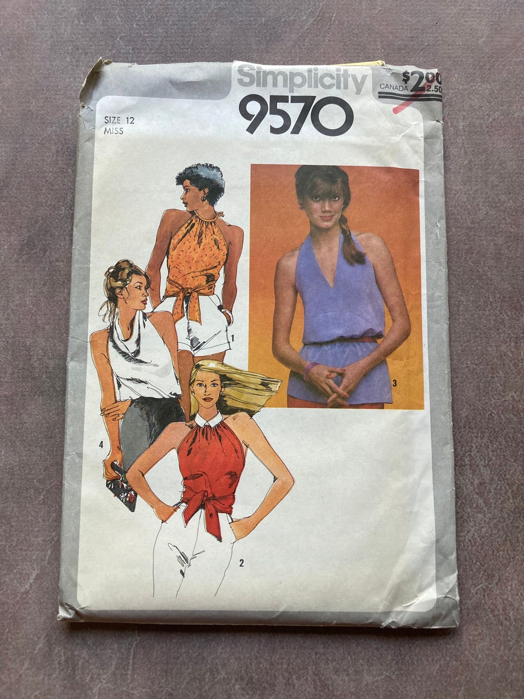 Vintage Simplicity Sewing Pattern 9570 Misses' Set of Halter Tops Size ...