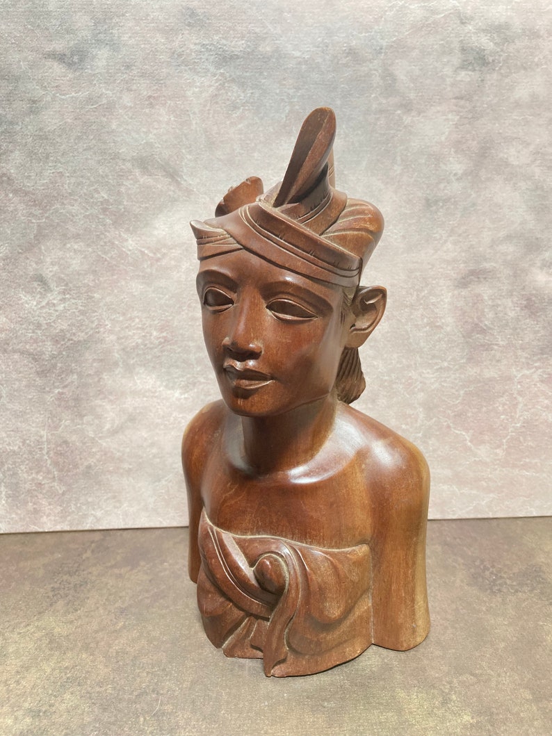 Vintage Hand Carved Balinese Bust - Etsy