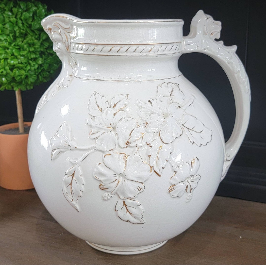 Antique 1904 Haynes Ware Pottery Pitcher: Toulon Washstand With Gold ...