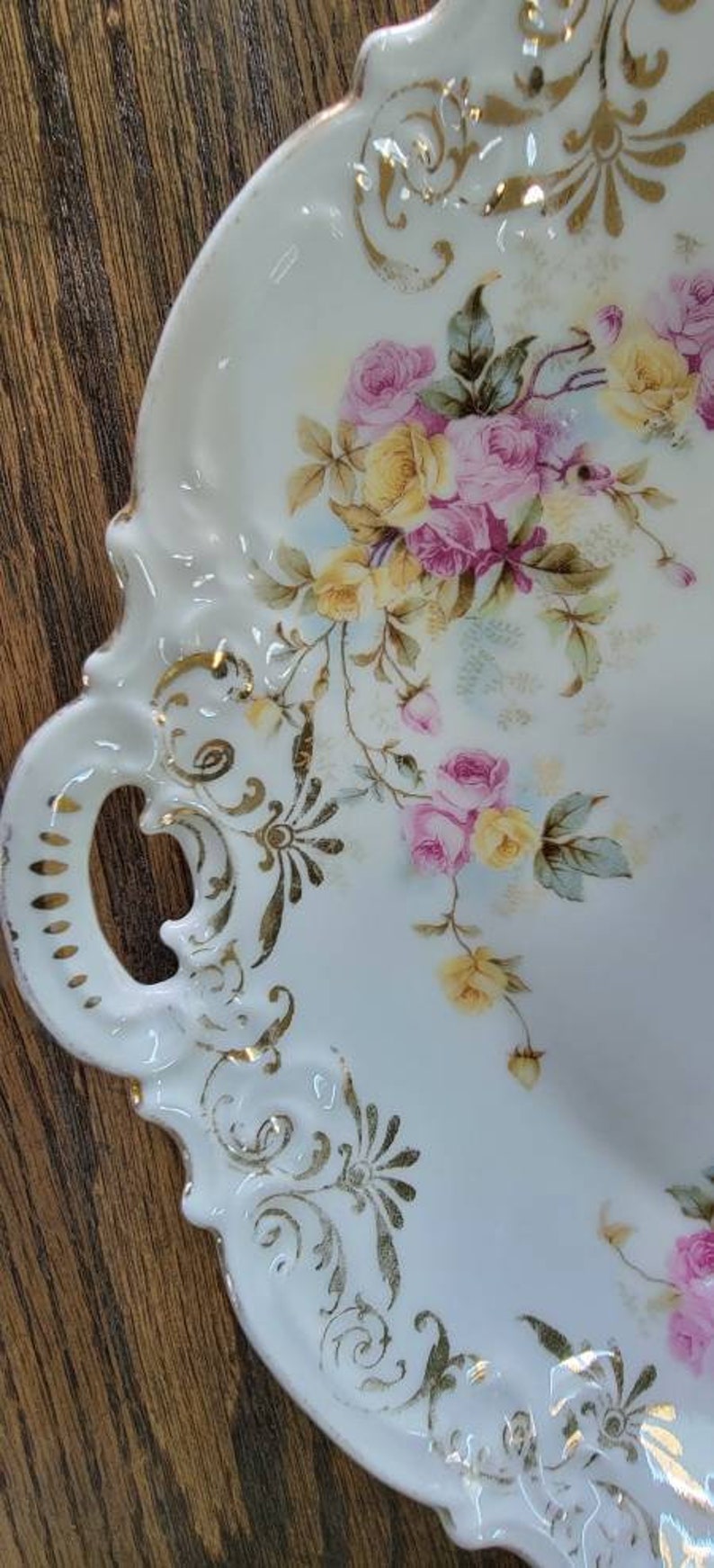 Gorgeous Antique China Plate With Rose & Gold Detail Pattern and ...