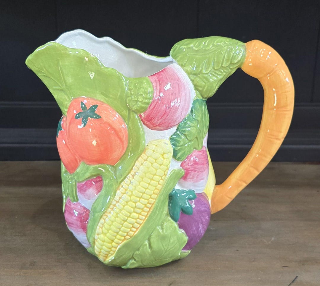 Whimsical Vintage Majolica Ceramic Pottery Cornucopia of Garden ...