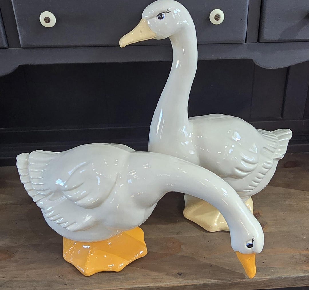2 Very Large Vintage (1992 & 1997) Ceramic Geese - Choose One or Both ...