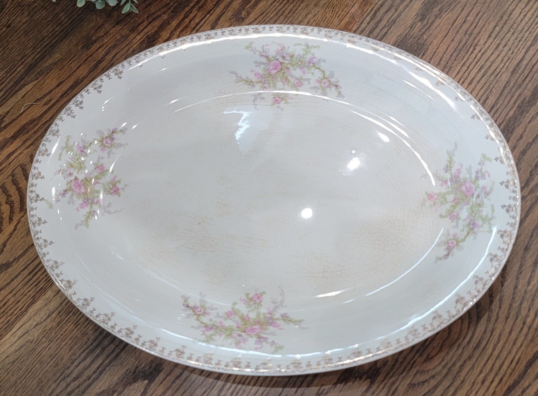 Antique Floral China Platter: Derwood WS George, Gold Edging - Etsy