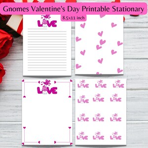 Valentine Gnomes Printable Stationary| Note Taking Paper| Scrapbook ...