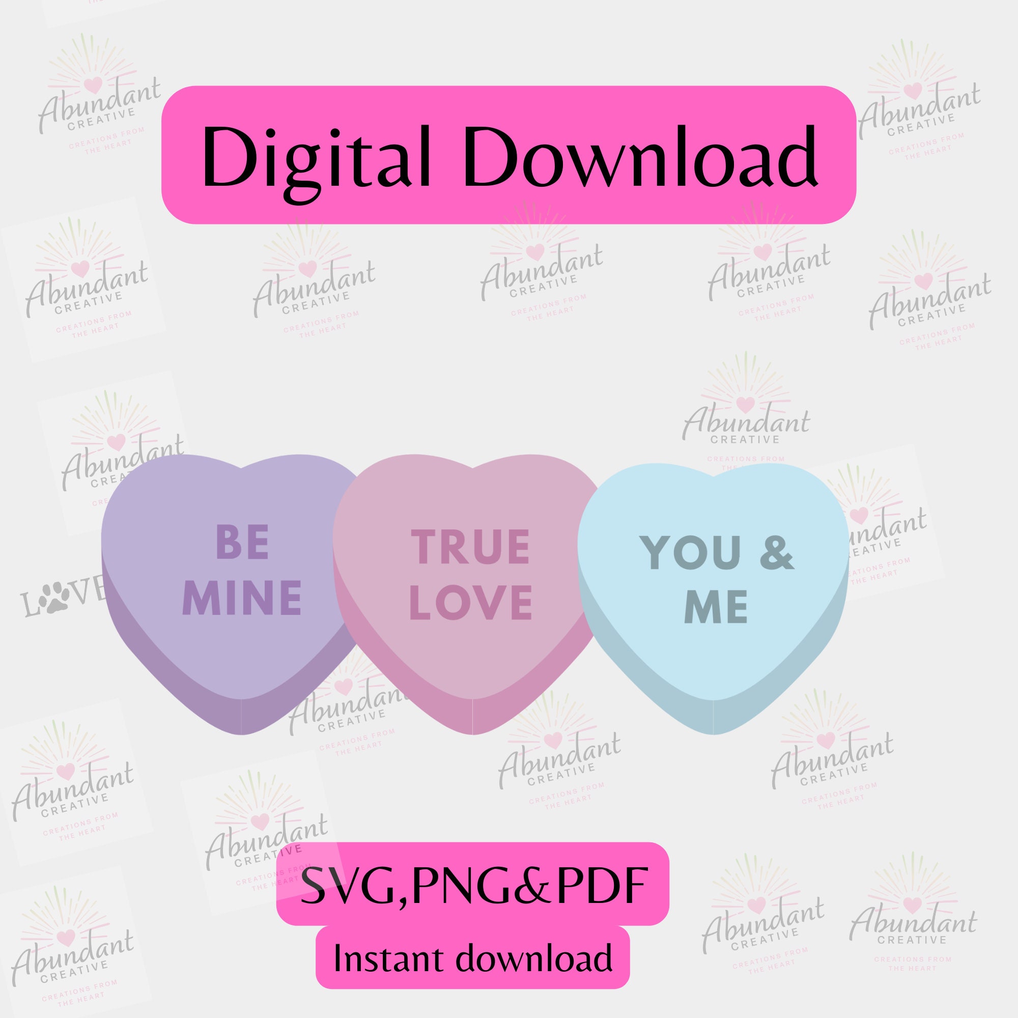 Conversation Hearts Svg Valentines Svg Cricut Svg Candy Hearts Svg PNG ...