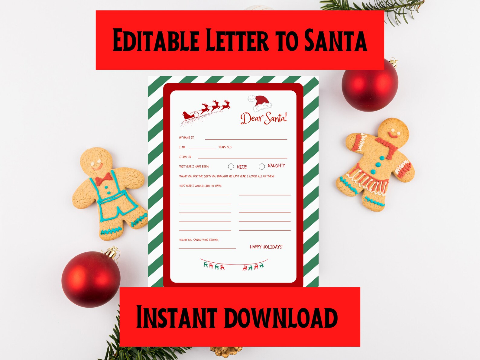 Letter to Santa Printable Template, Letter to Santa Clause, Dear Santa ...