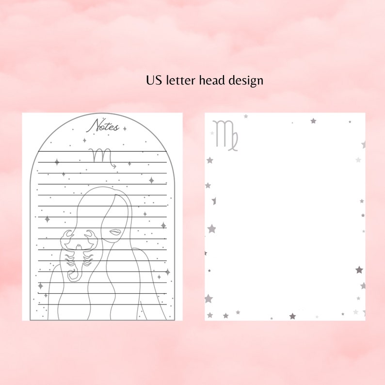 Scorpio, Scorpio Printable Stationary, Astrology, US Letter Head 8.5x11 ...