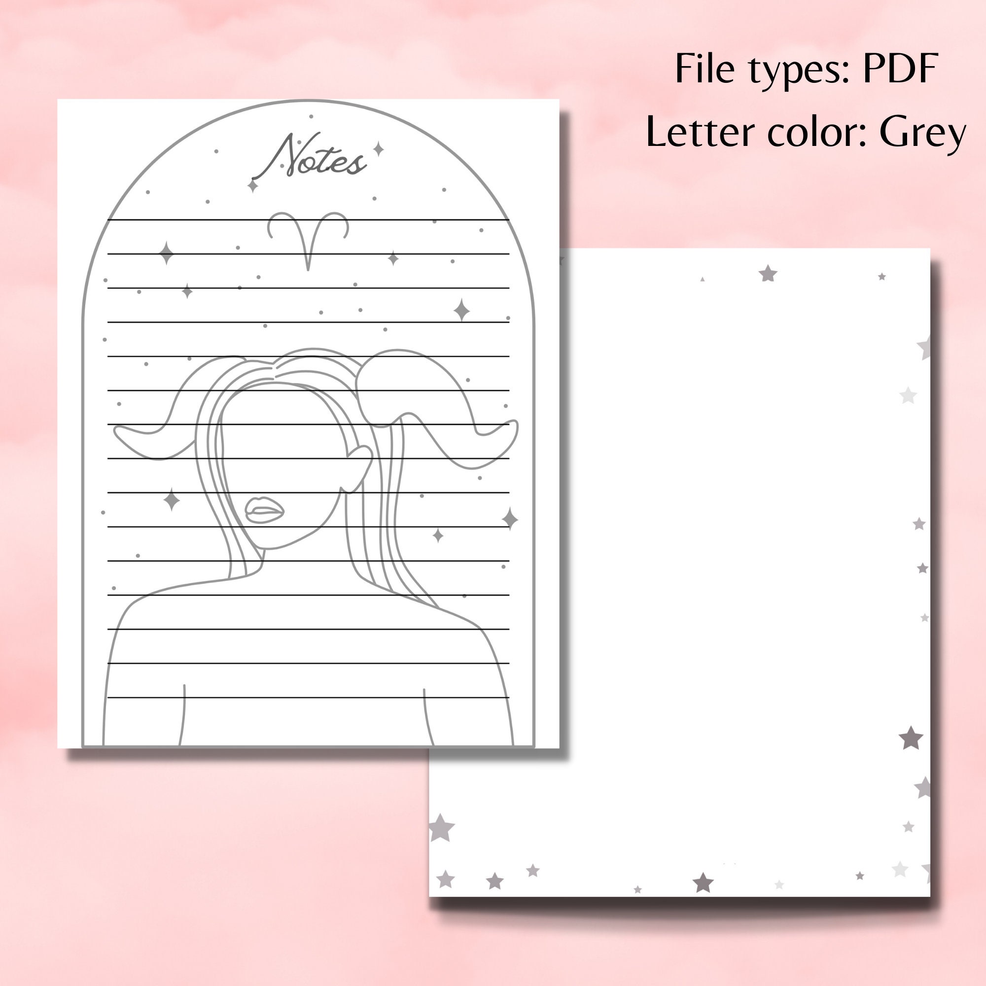 Aries, Aries Printable Stationary, Astrology, US Letter 8.5x11 Inch ...