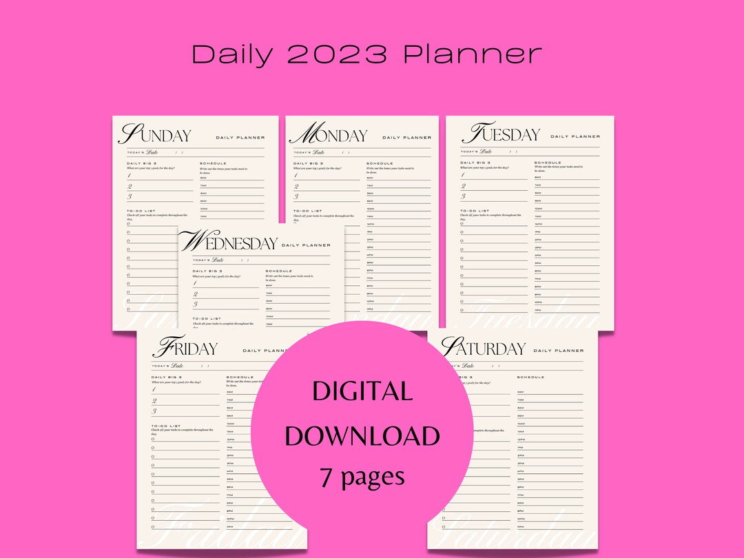 Daily Agenda Planner | to Do List Template | 2023 Planner | Hourly ...