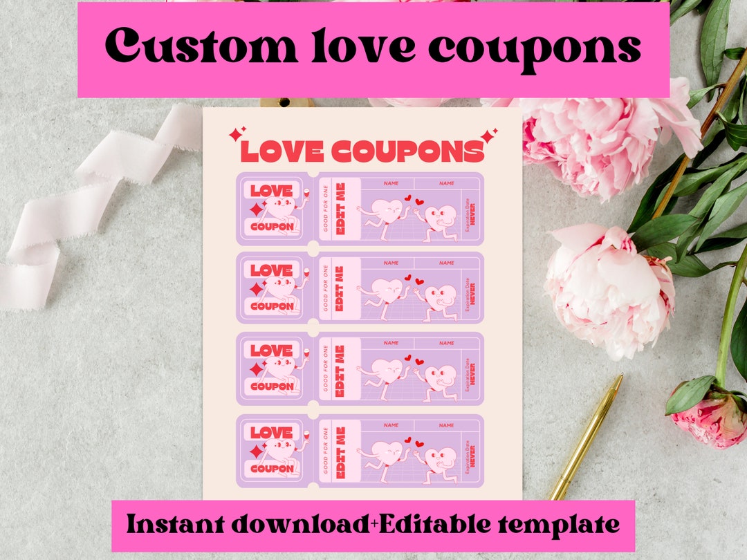 Editable Love Coupons for Couples Love Coupons for Valentines Day Date ...