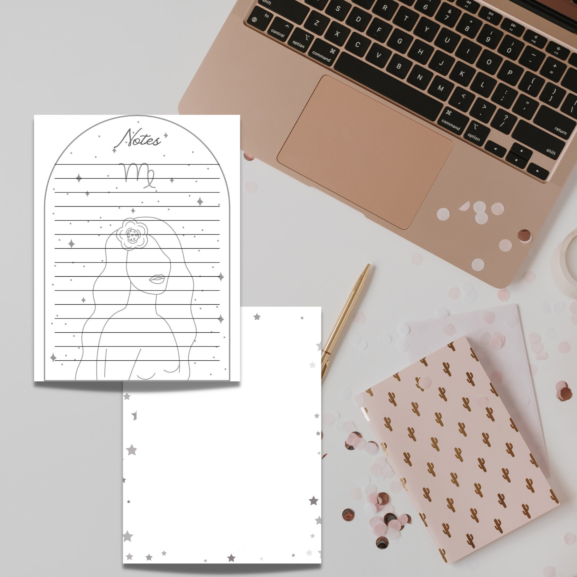 Virgo, Virgo Printable Stationary, Astrology, US Letter 8.5x11 Inch ...