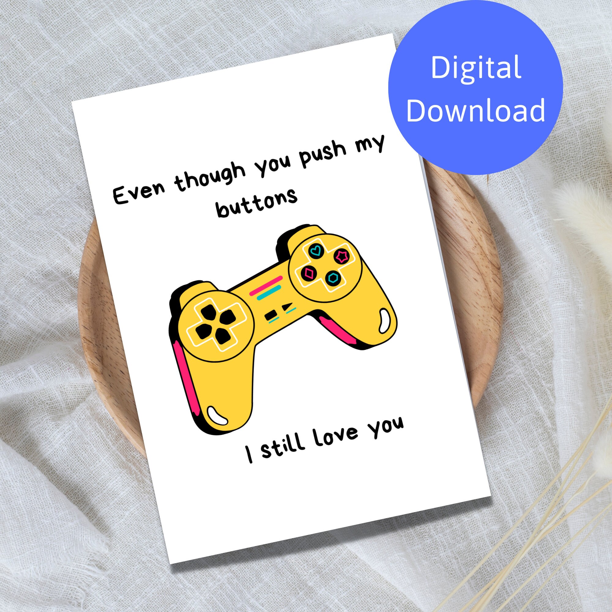 Gamer Valentine's Day Card for Him, Printable Valentine Card, Even ...