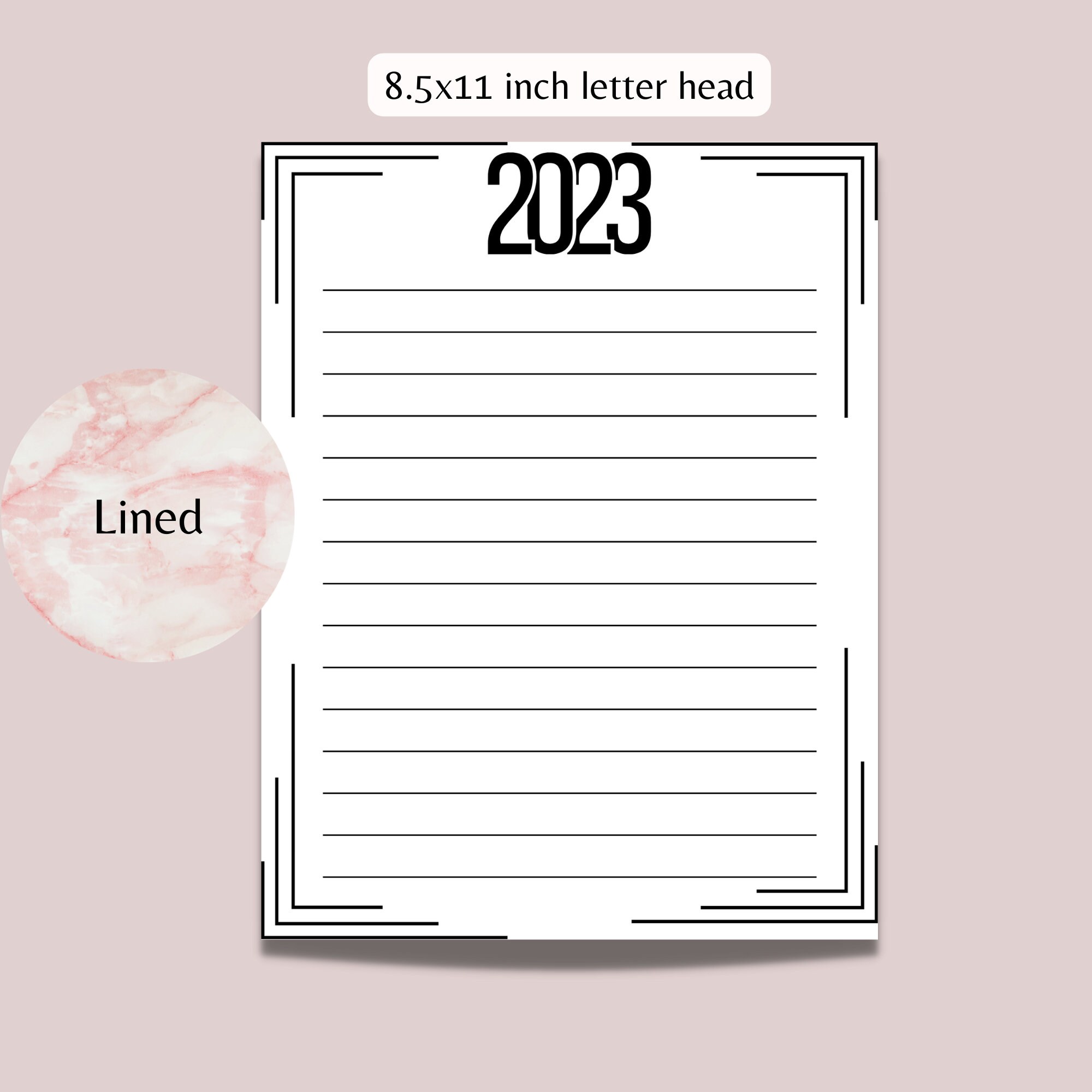 2023 Printable Notebook Paper, 2023 Stationary, Scrapbook Paper,8.5x11 ...