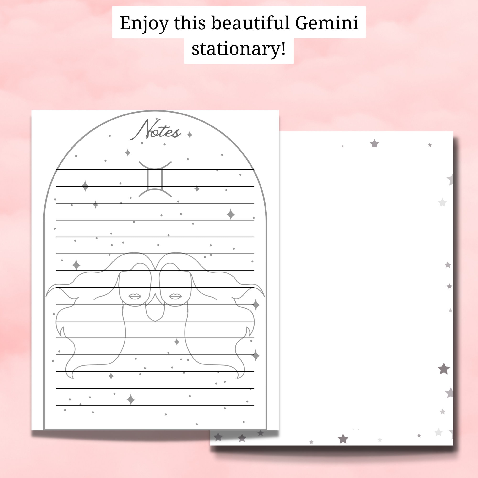Gemini, Gemini Printable Stationary, Zodiac Gift, Astrology Gift ,8 ...