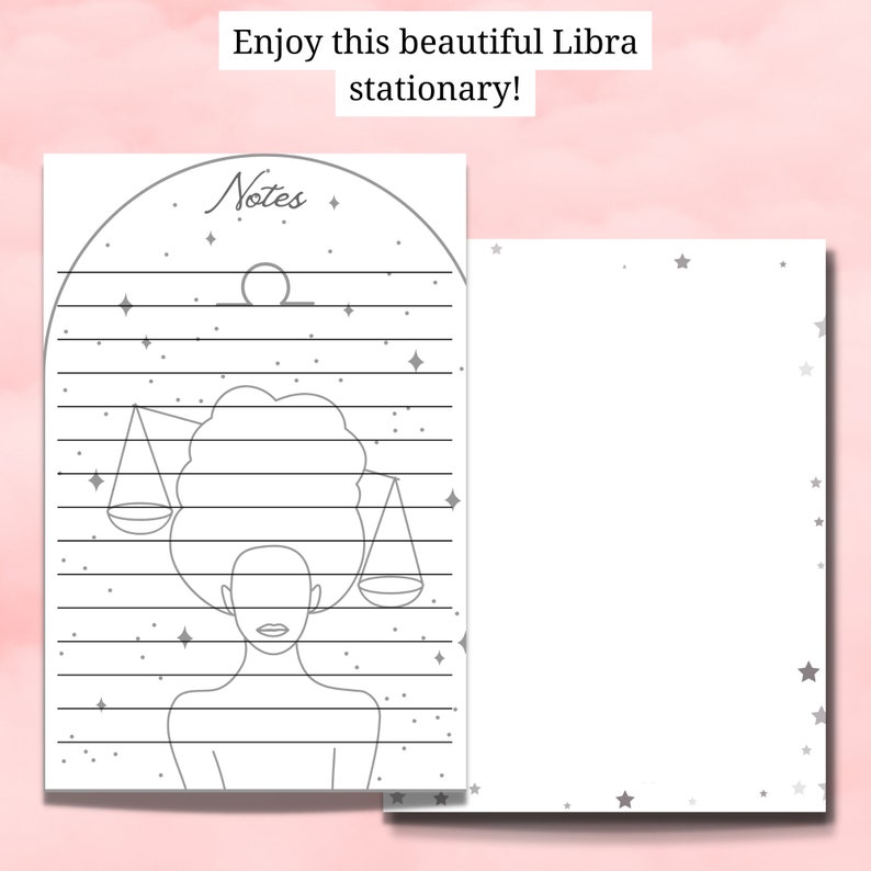Libra, Libra Printable Stationary, Digital Note Paper, Digital Download ...