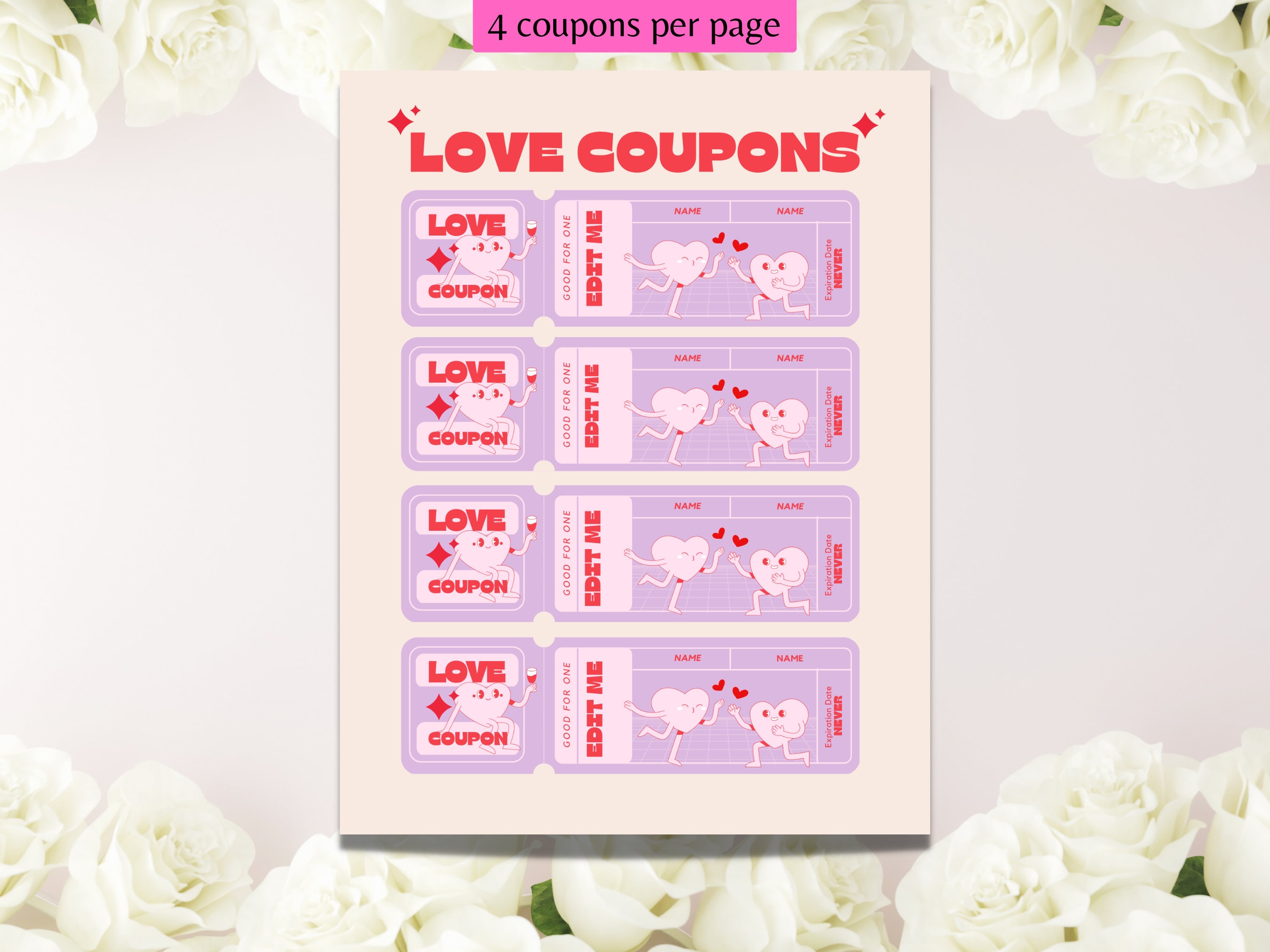 Editable Love Coupons| Valentine's Day Printable| Printable Editable ...