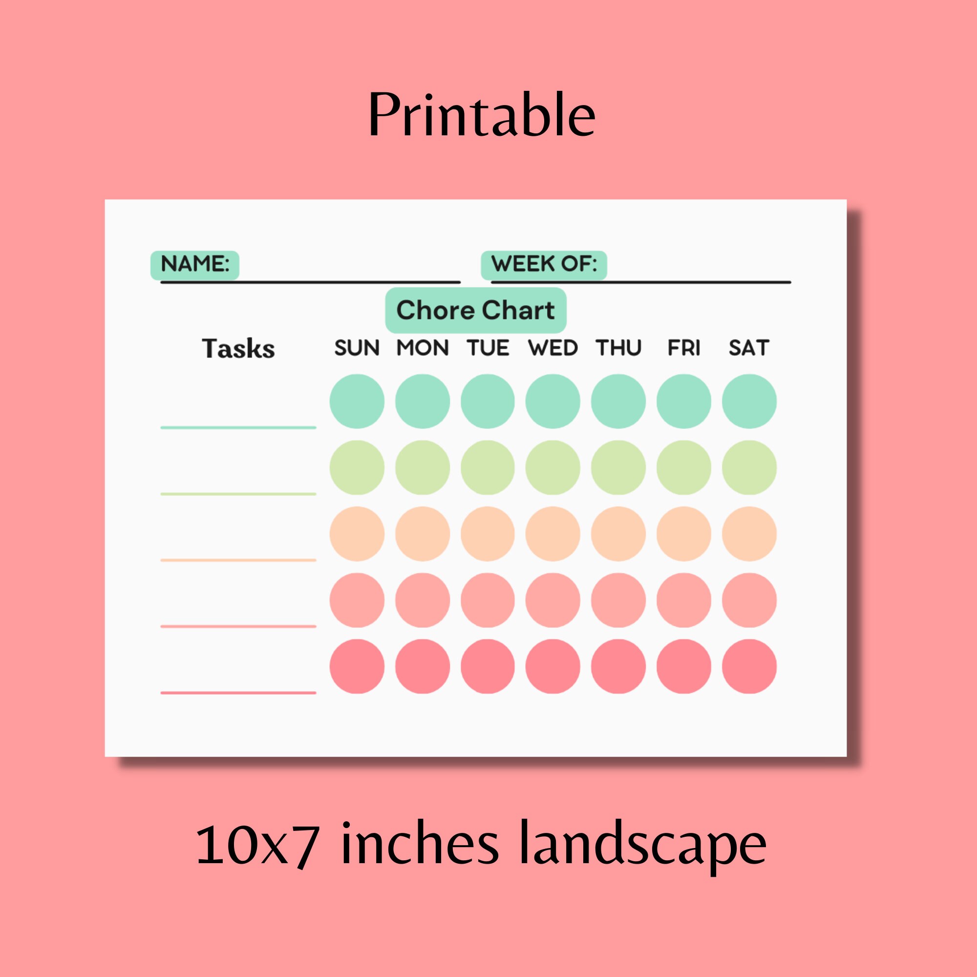 Printable Kids' Chore Chart| Responsibility Chart| Household Chores ...