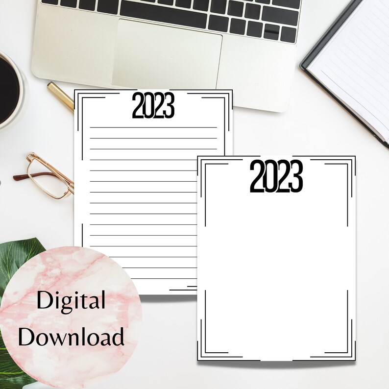 2023 Printable Notebook Paper, 2023 Stationary, Scrapbook Paper,8.5x11 ...