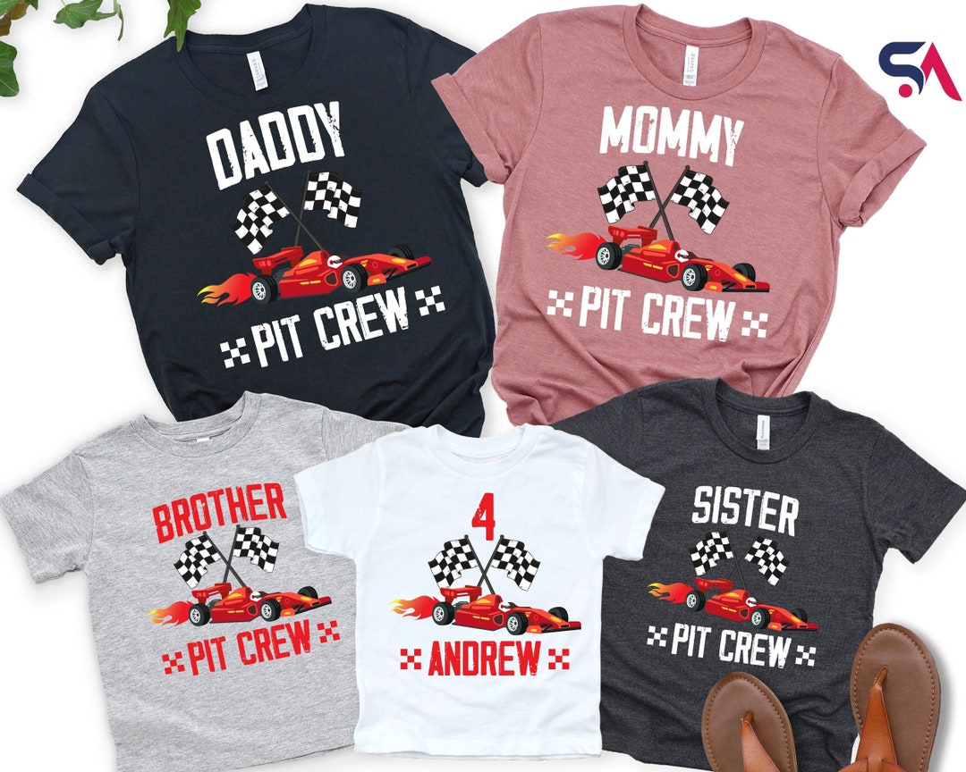 Custom Pit Crew Birthday Shirt, Family Birthday Race Car Shirts, Family ...