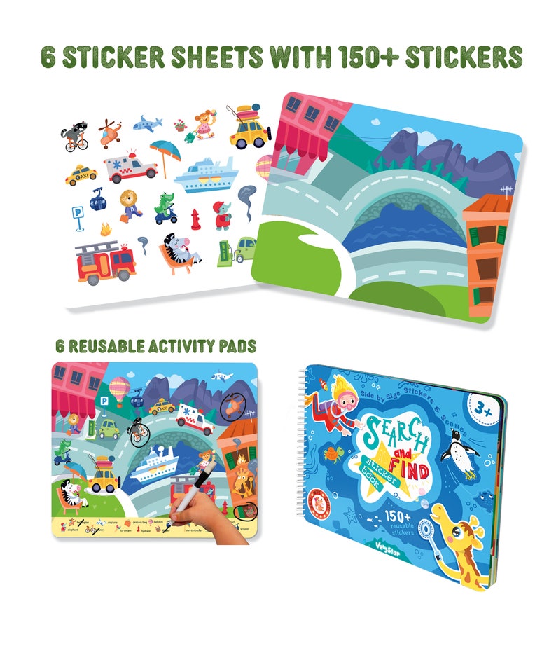 Sticker Book, Reusable Sticker Book for Toddlers, Activity Book for ...