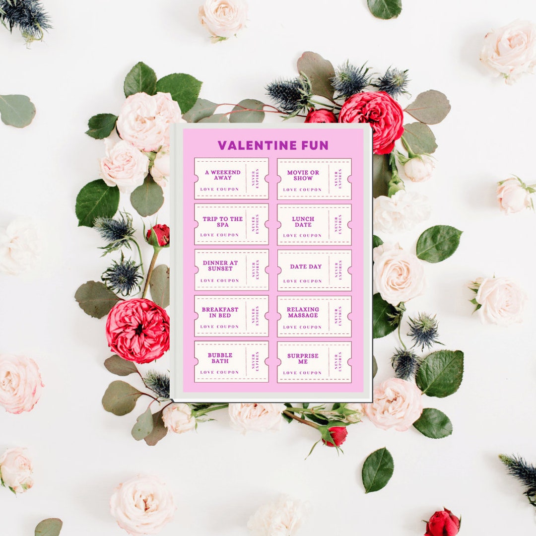 Valentine's Day Love Coupon Digital Printable Template - Digital File ...