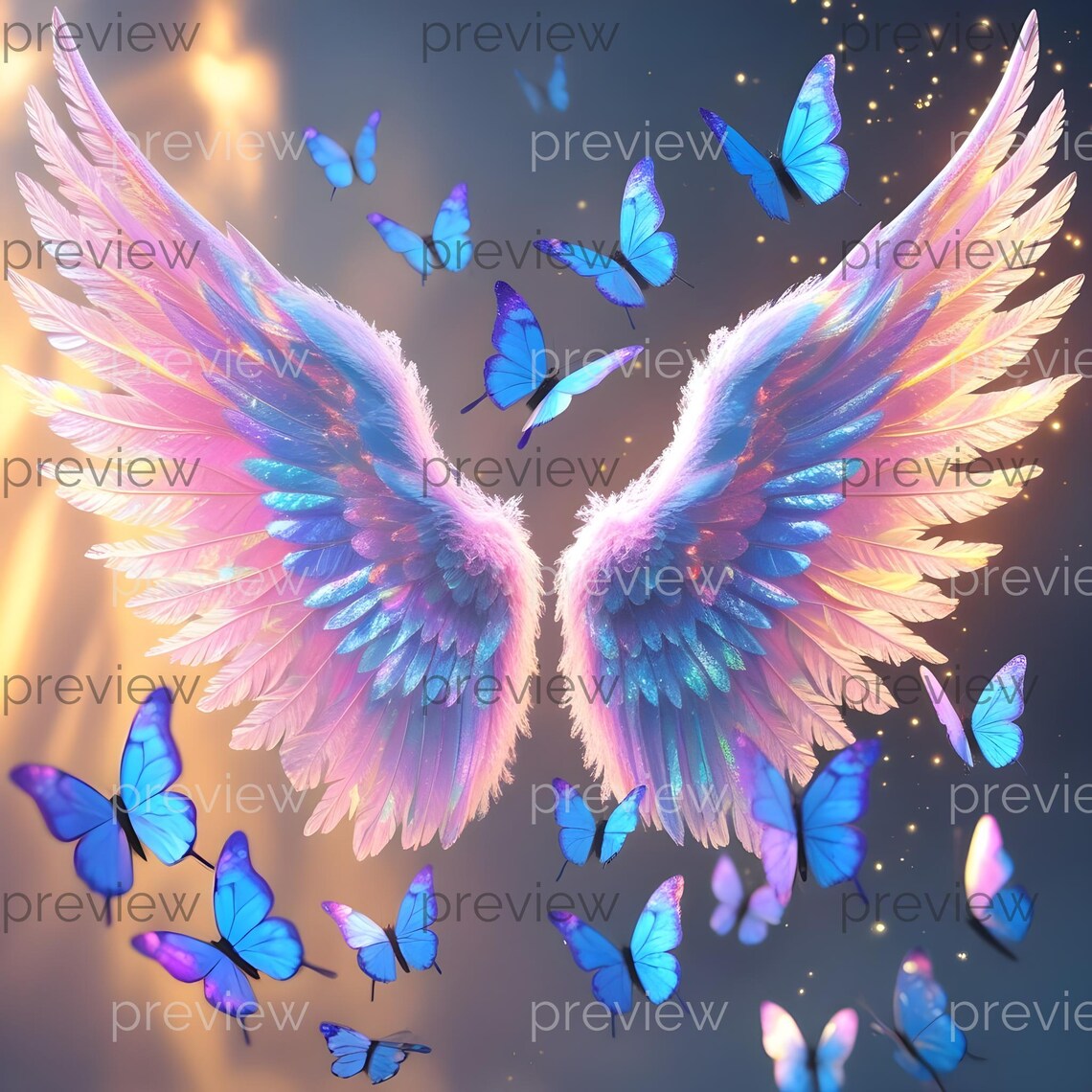 Iridescent Angel Wings Tumbler Wrap Design: Butterfly Sublimation ...