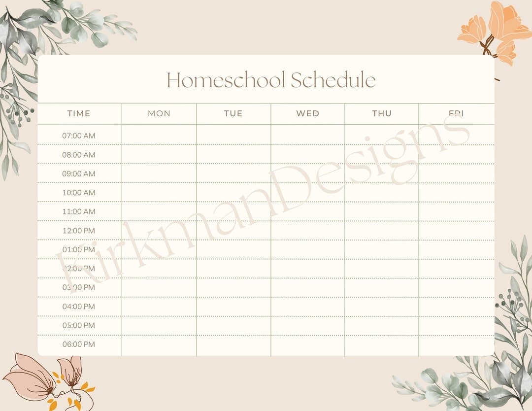 Homeschool Schedule Template Homeschool Printable Homeschool Record ...