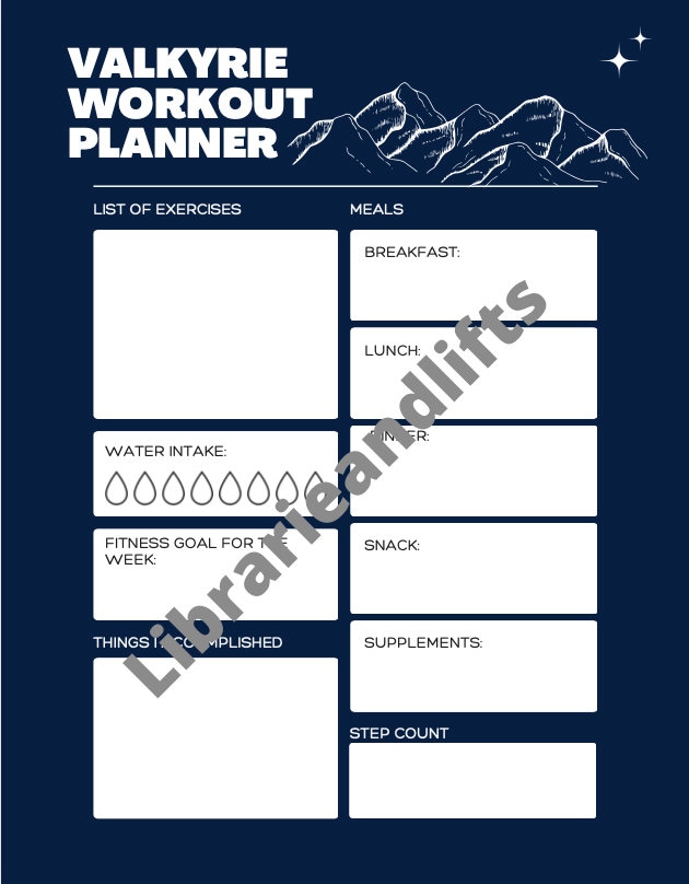 Valkyrie 6 Week Workout Planner - Etsy