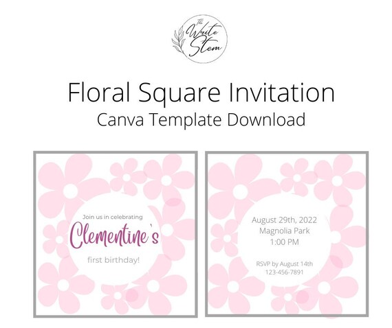 Square Invitation Canva Template - Etsy