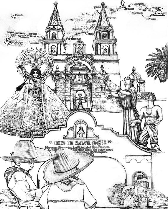 Talpa De Allende Jalisco Mexico Pueblo Magico Coloring Page - Etsy