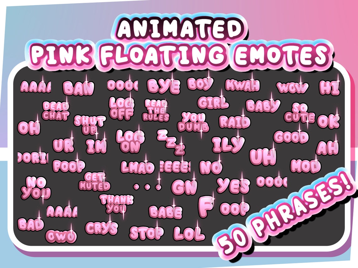 ౨ৎ ANIMATED EMOTE PACK 50 Pink Floating Sparkling Emotes for Discord ...