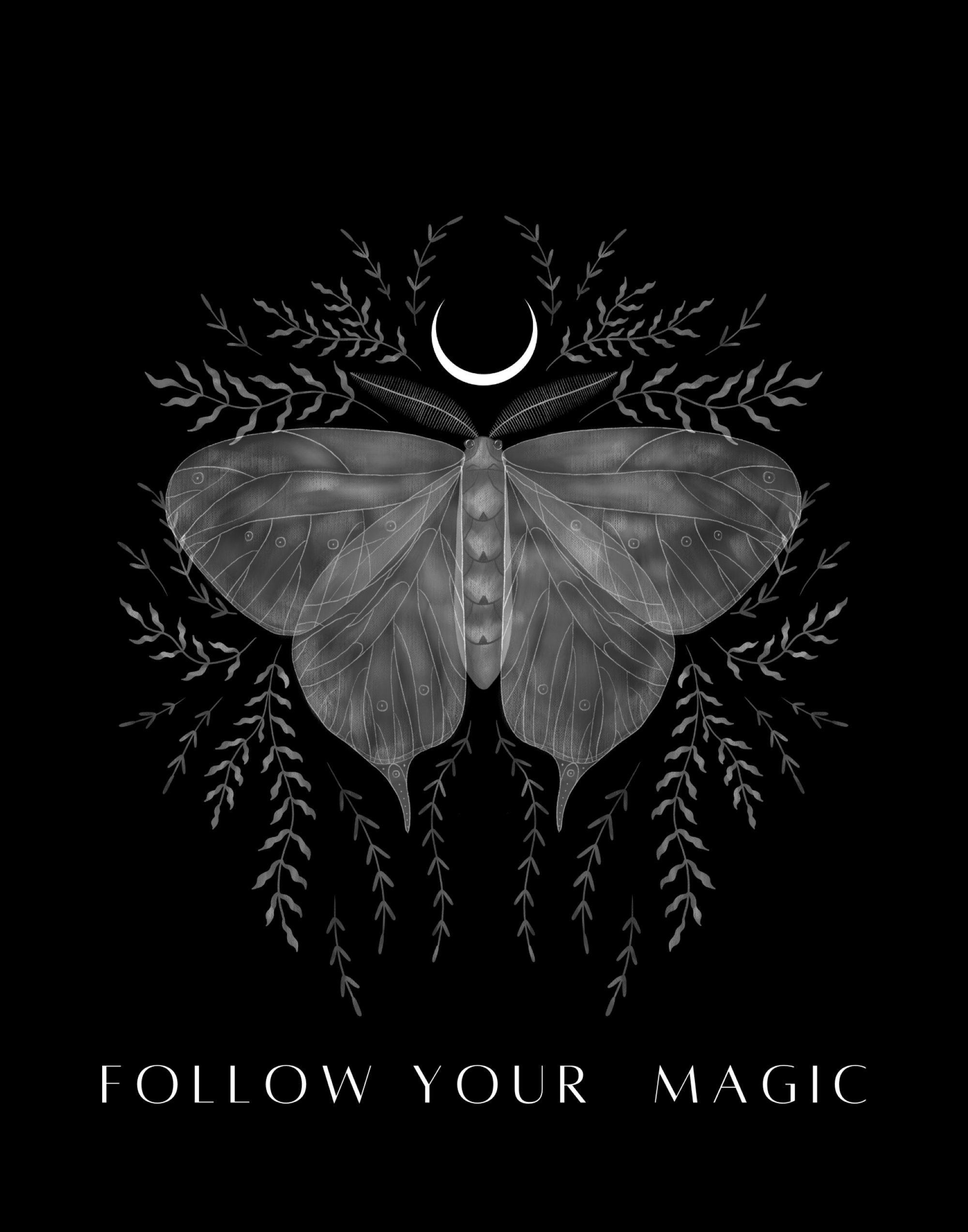 Follow Your Magic, Moth Wall Art, Digital Wall Art, Printable Wall Art ...