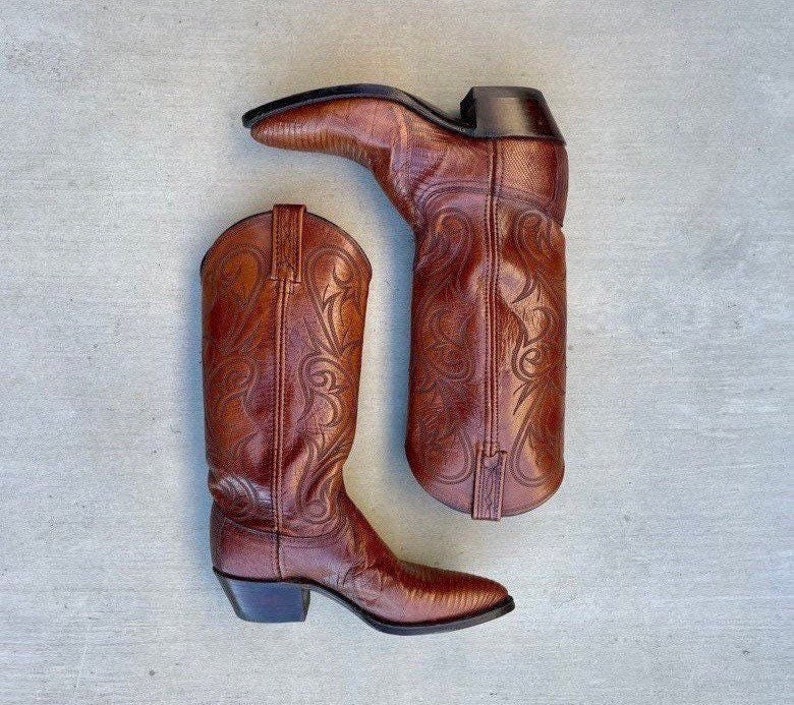 1980s Exotic Brown Lizard Skin Two-tone Vintage Western Cowboy - Etsy