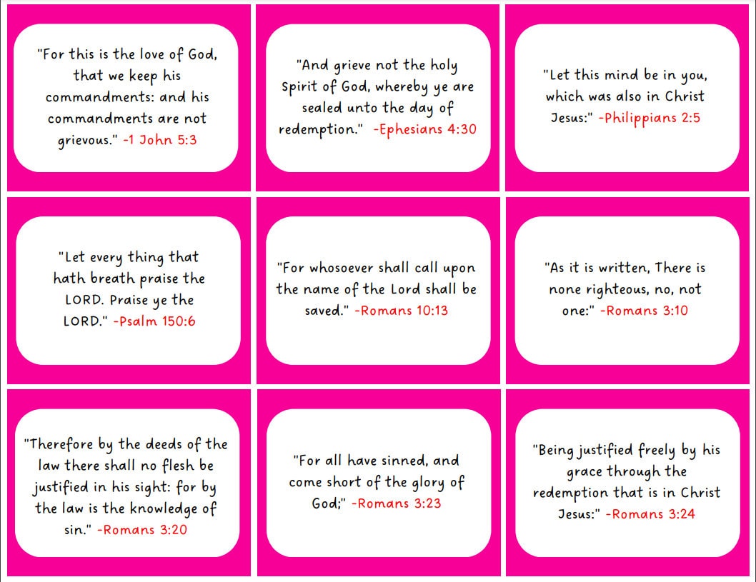 Scripture Memory Cards Kids Ages 5+. 61 Bible Verse Cards & Bible ...