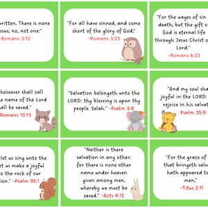 Scripture Memory Cards for Kids. 18 Salvation Bible Verse Cards PDF ...
