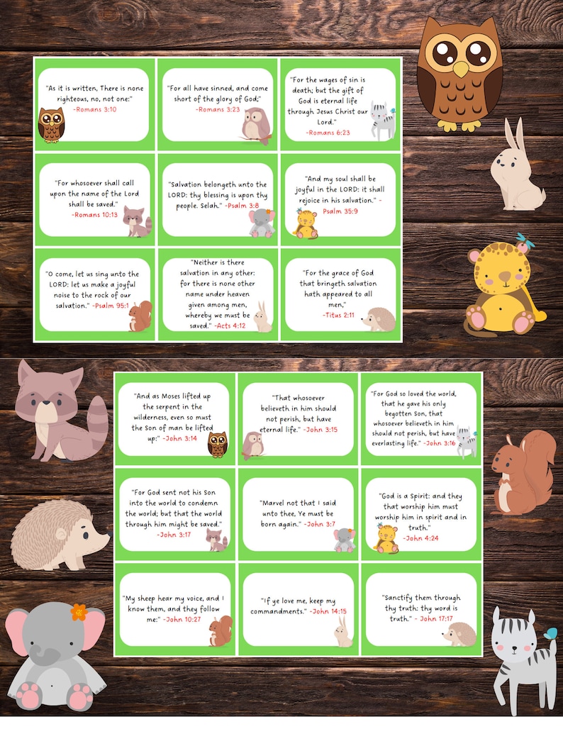 Scripture Memory Cards for Kids. 18 Salvation Bible Verse Cards PDF ...