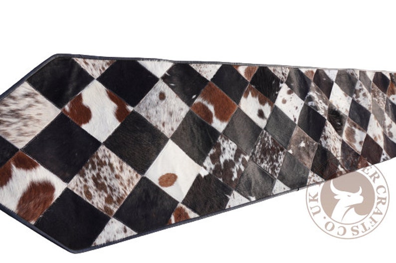 Real Cowhide Leather Table Runner / Multicolor Patchwork - Etsy