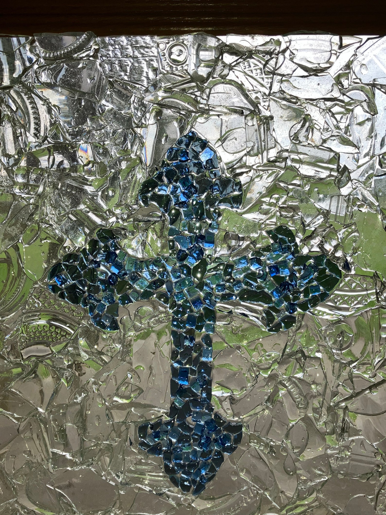 Religious Blue Glass Cross Mosaic Wall Art, Upcycled Glass - Etsy