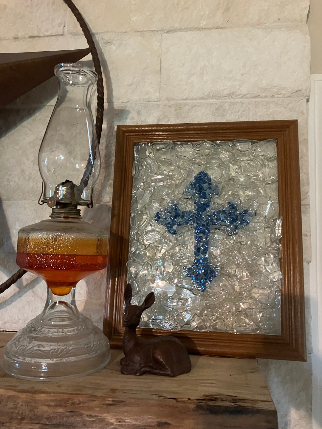 Religious Blue Glass Cross Mosaic Wall Art, Upcycled Glass - Etsy