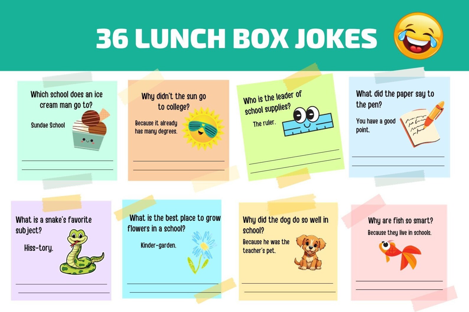 Lunchbox Jokes Printable, Lunch Box Notes, Jokes for Kids, Lunchbox ...