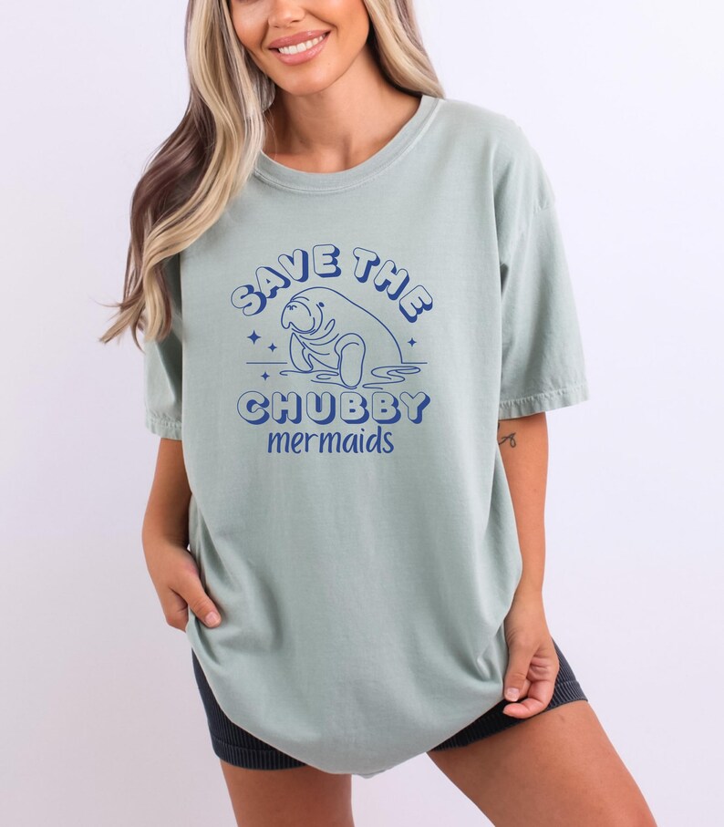 Manatee Shirt Save the Chubby Mermaids T-shirt - Cute Marine Life Tee ...