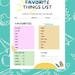 Favorite Things List Fillable Favorite Things List Co-worker ...