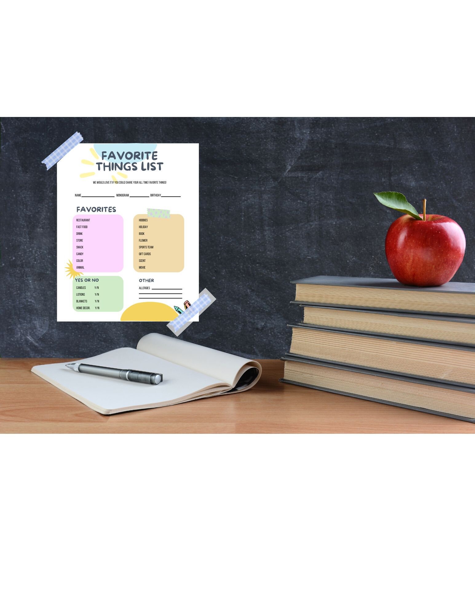 Favorite Things List Fillable Favorite Things List Co-worker ...