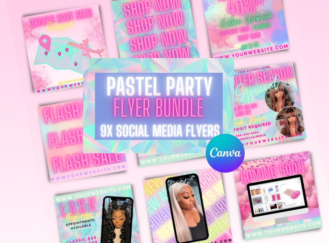Social Media Flyer Bundle, Pastel Party Bundle, Lash Flyer Bundle ...