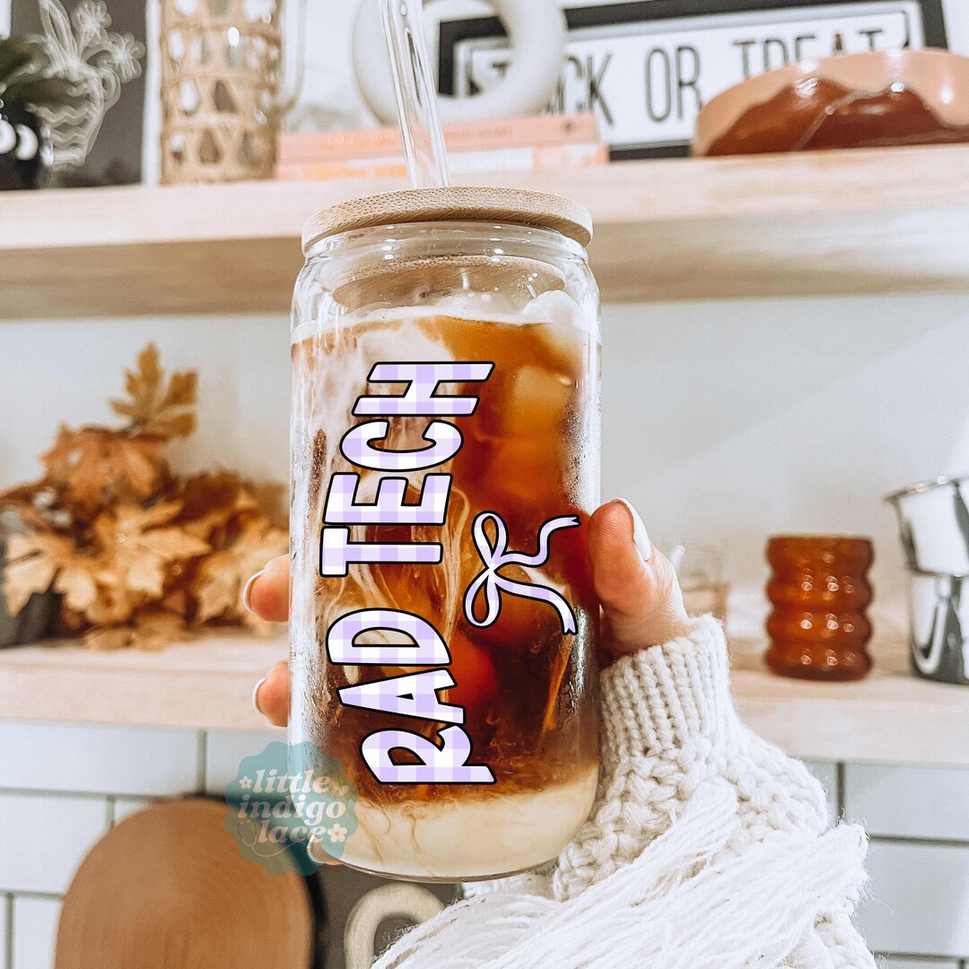 Gingham Rad Tech Glass Cup, 16oz X-ray Tech Tumbler, Radiology Tech ...