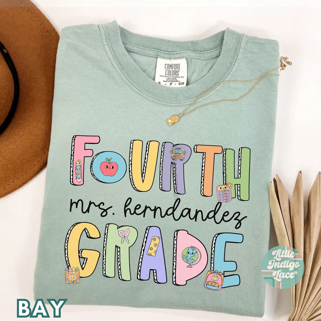 Custom Fourth Grade Teacher Shirt Comfort Color Teacher Tshirt, Back to ...