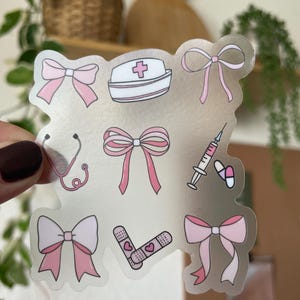Coquette Nurse Sticker, Pink Bow Nursing Sticker, Nursing Student ...