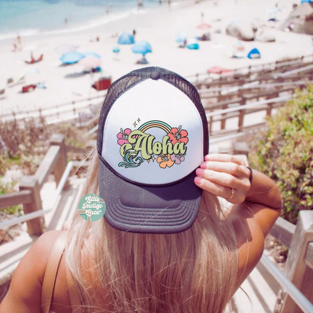 Aloha Trucker Hat Retro Tropical Island Girl Foam Trucker Hat Gift for ...