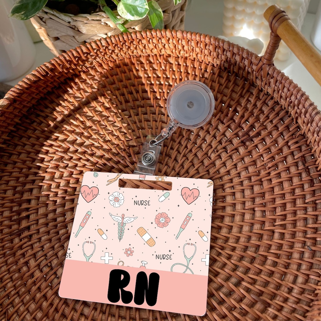 Pink PEDS Nurse Badge Buddy Gift for Pediatric RN Custom NICU Nurse ...